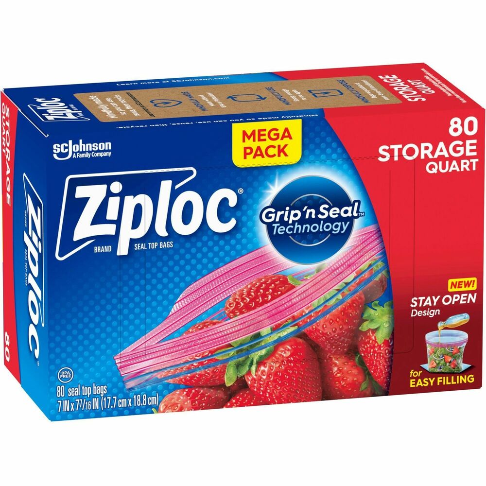 Ziploc® Stand-Up Storage Bags - 1 quart Capacity - Blue - Kitchen ...