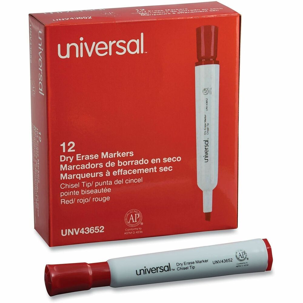 Universal Dry Erase Marker - Erasable - Red Ink - Dry - Glass, General ...