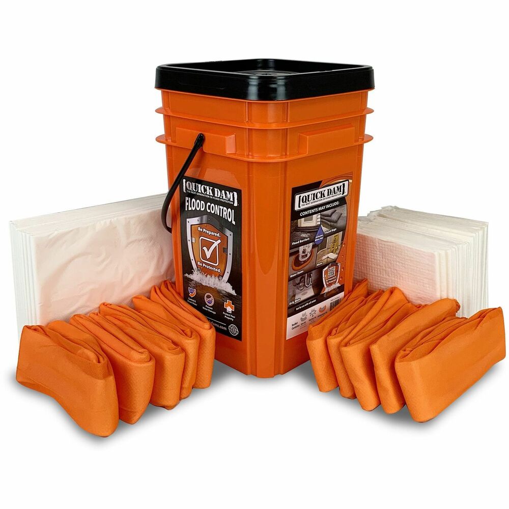 Quick Dam Compact Square Grab & Go Bucket Kits - Orange - 40 / Carton ...