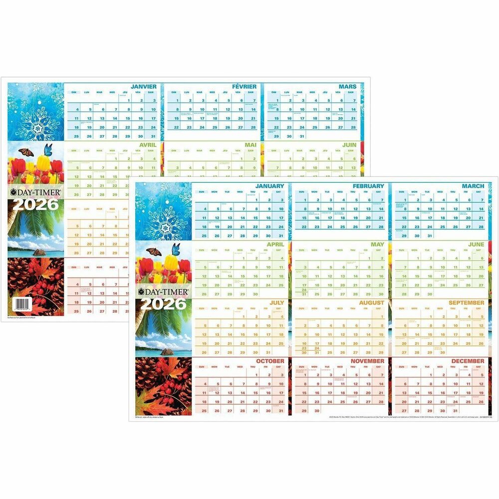 Day-Timer Reversible Flexible Planner Seasonal/Horizontal 24" x 36 ...