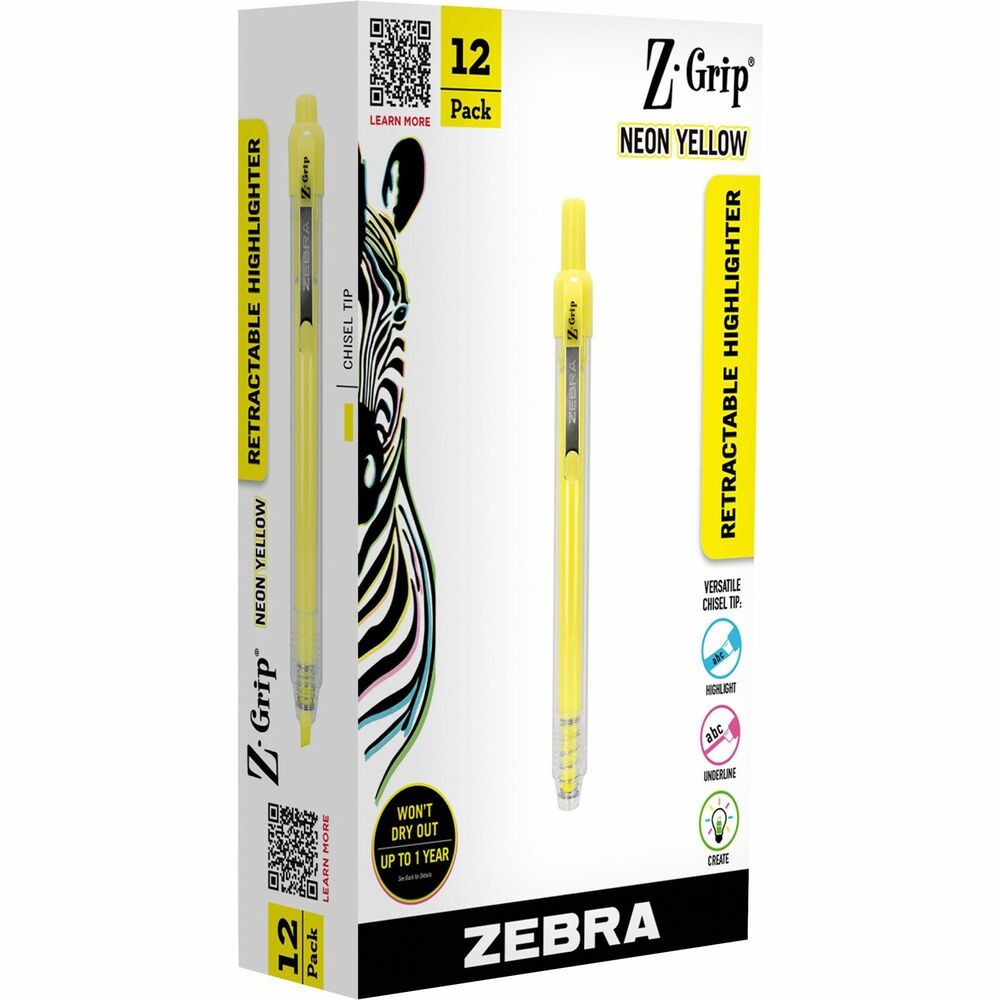 Zebra Pen Z-Grip Retractable Highlighter - Chisel Marker Point ...