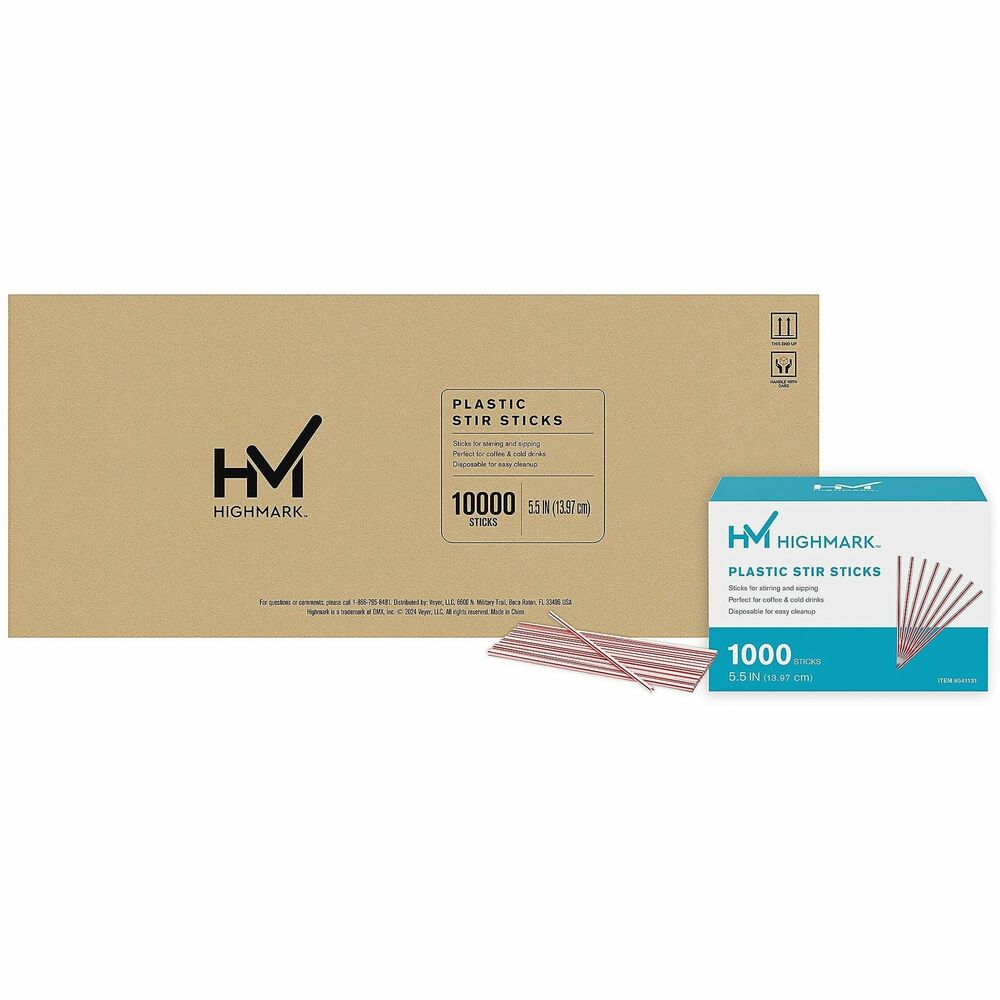 Highmark® Plastic Stir Sticks, 5-1/2" , Red/White, Case Of 10,000 - 5.5 ...