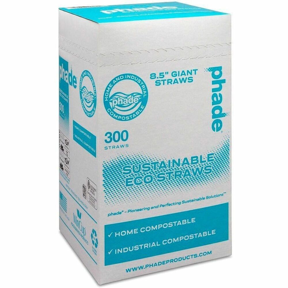 Phade Compostable Straws - 8.5" Height x - Polyhydroxyalkanoate (PHA ...