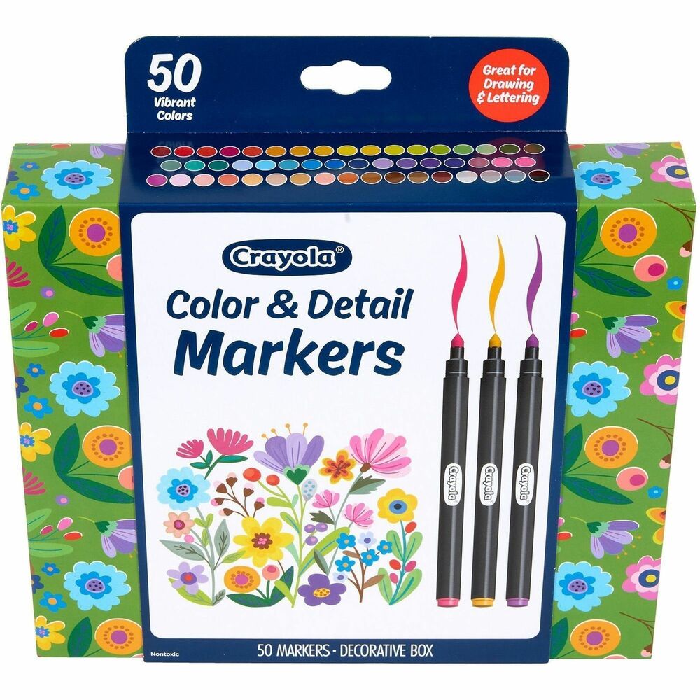 Crayola Color & Detail Marker Set - Fine Marker Point - Multi Ink - 50 ...