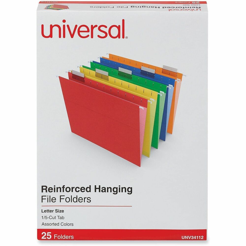 Universal 1/5 Tab Cut Letter Hanging Folder - 1" Expansion - Assorted ...
