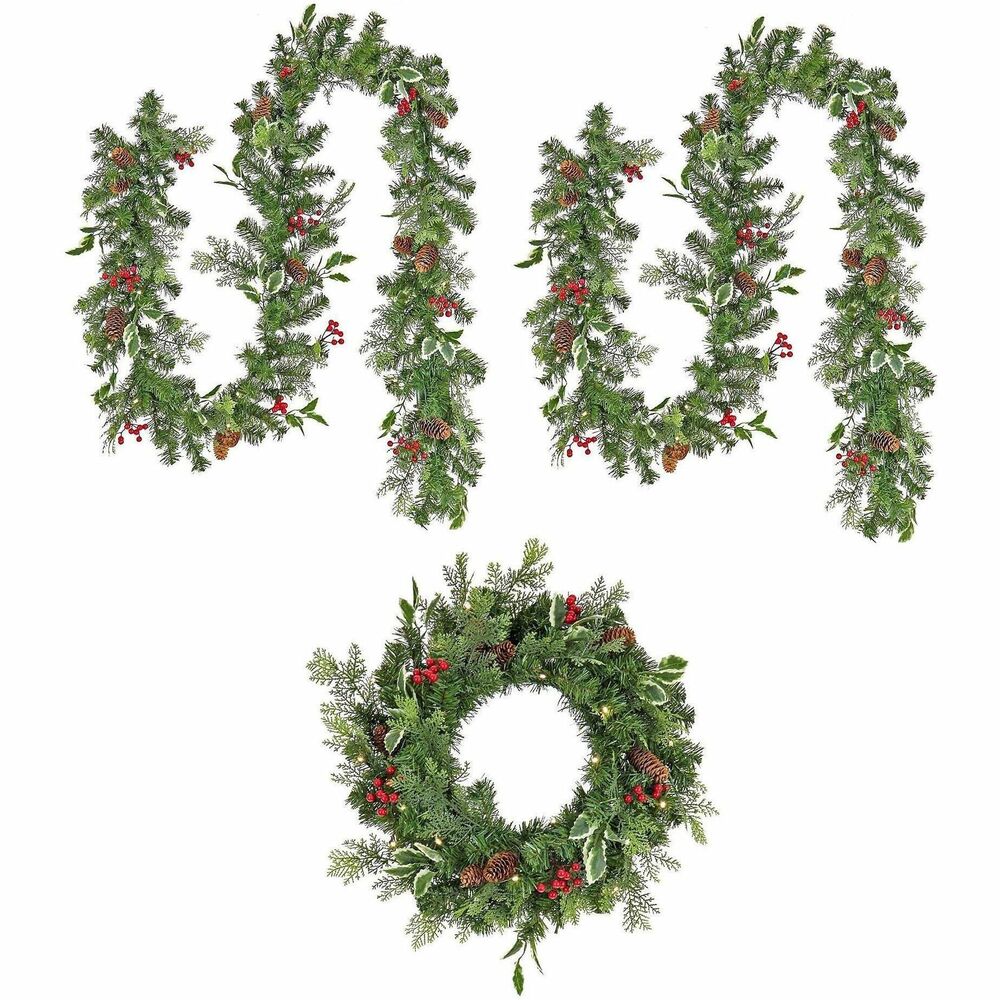 National Tree Wreath & Garland Set - Green - Christmas Theme