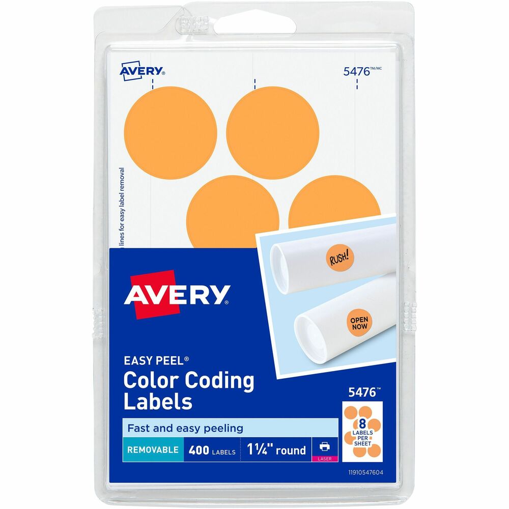Avery® 1-1/4" Color-Coding Labels - 1 1/4" Diameter - Removable ...