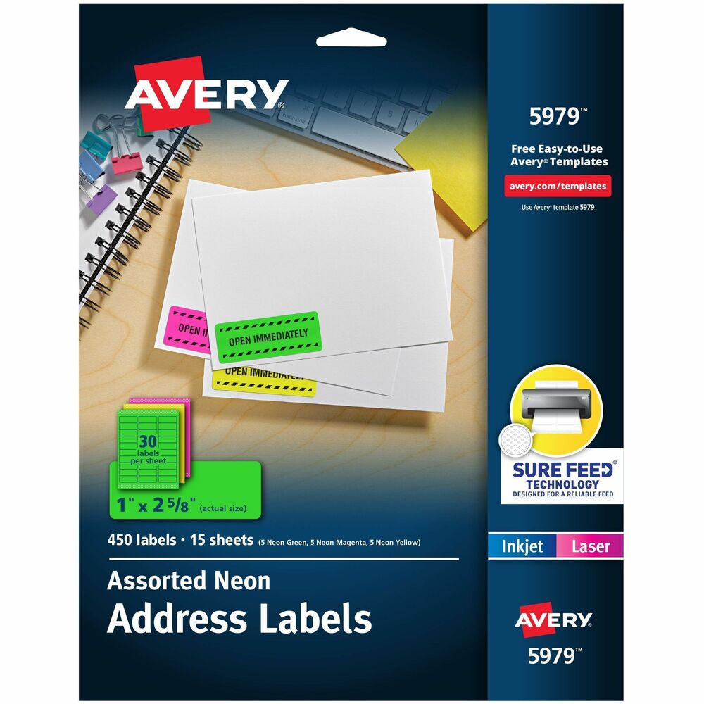 Avery® Shipping Labels - 1" Width x 2 5/8" Length - Permanent Adhesive ...