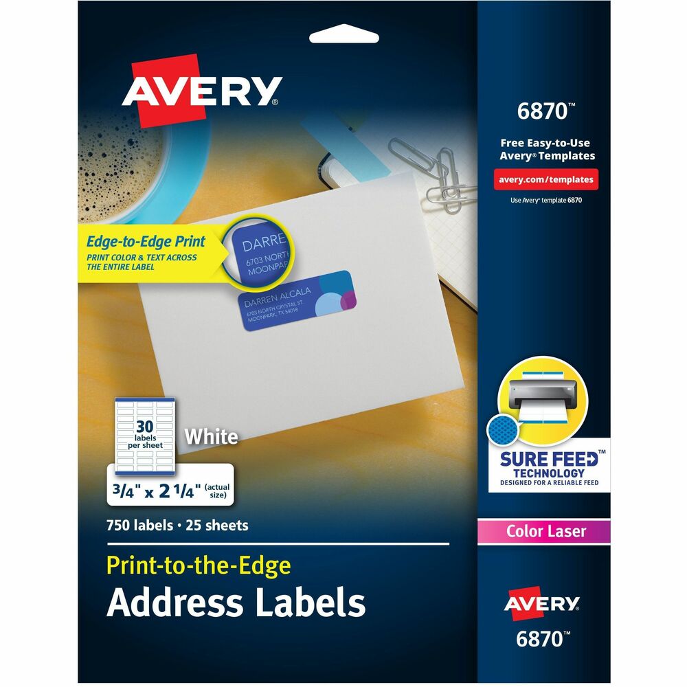 Avery® Print-to-the-Edge Copier Address Labels - 3/4" Width x 2 1/4 ...