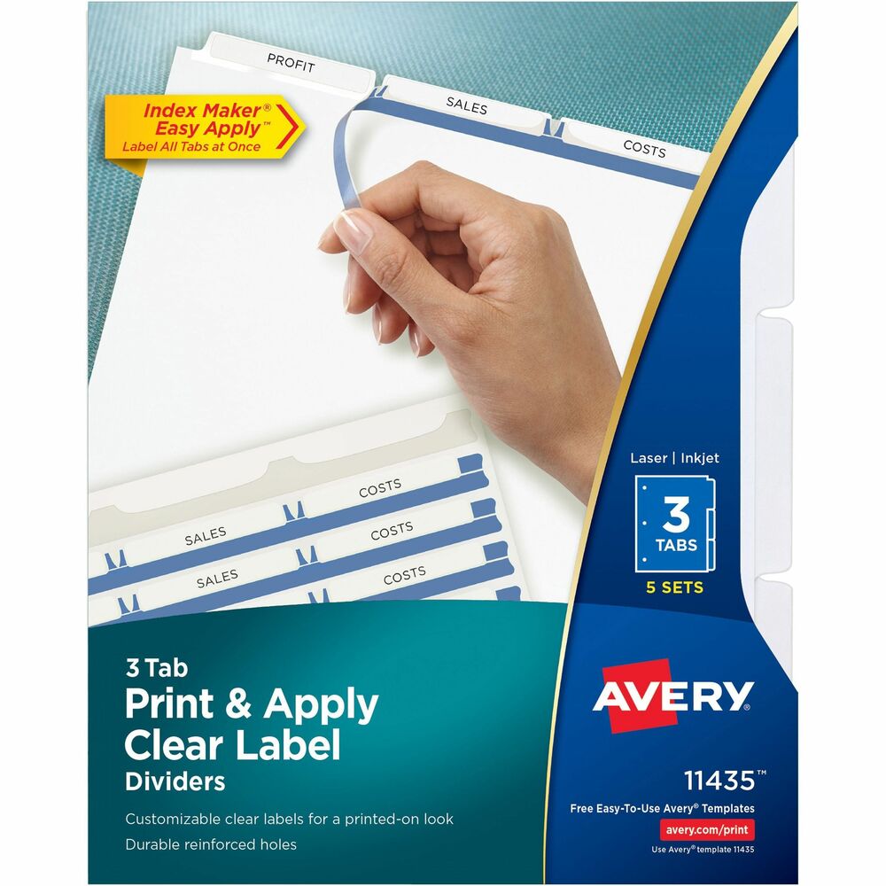 Avery® Print & Apply Clear Label Dividers - Index Maker Easy Apply ...