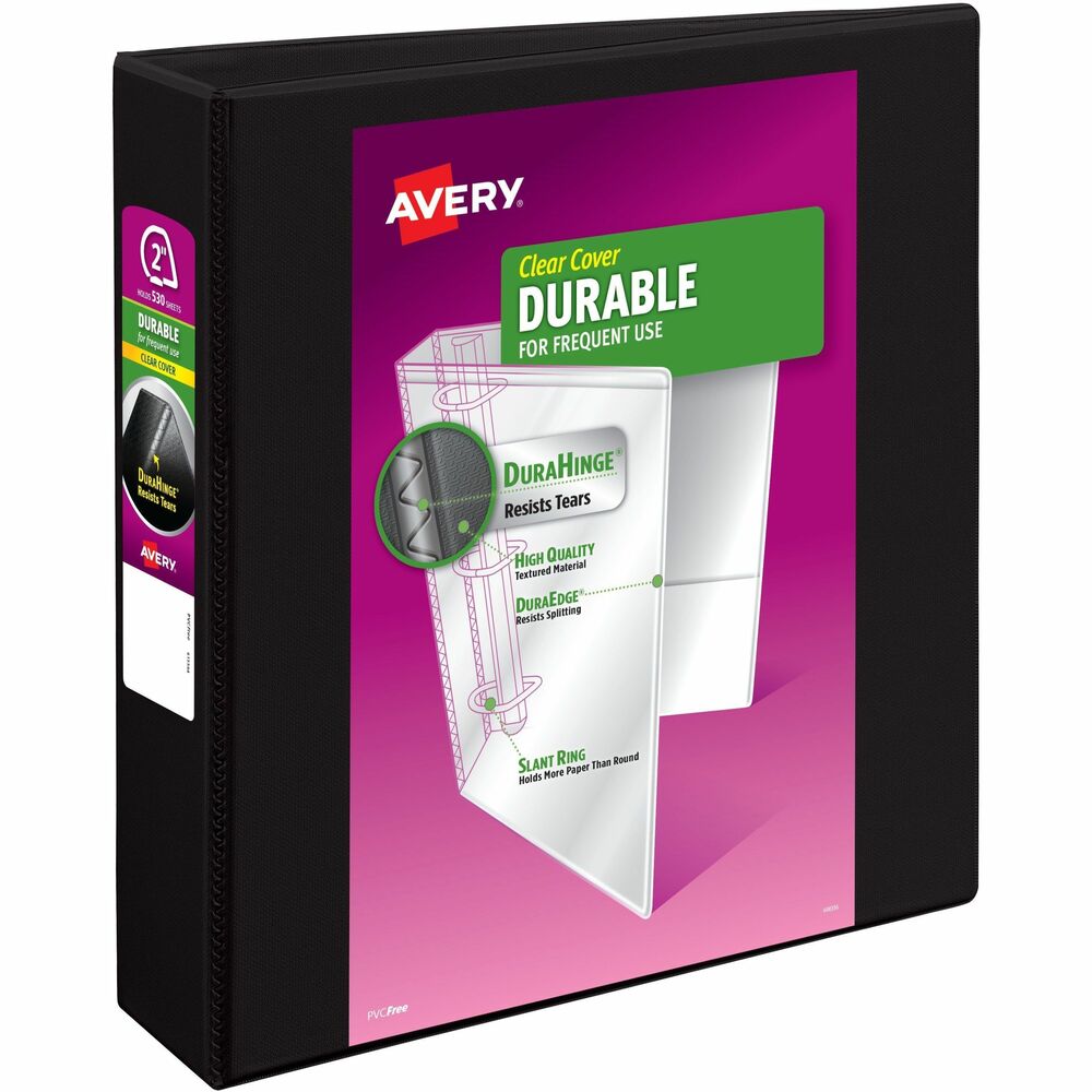 Avery Durable View 3 Ring Binder, 2" Slant Rings, 1 Black Bind2 ...