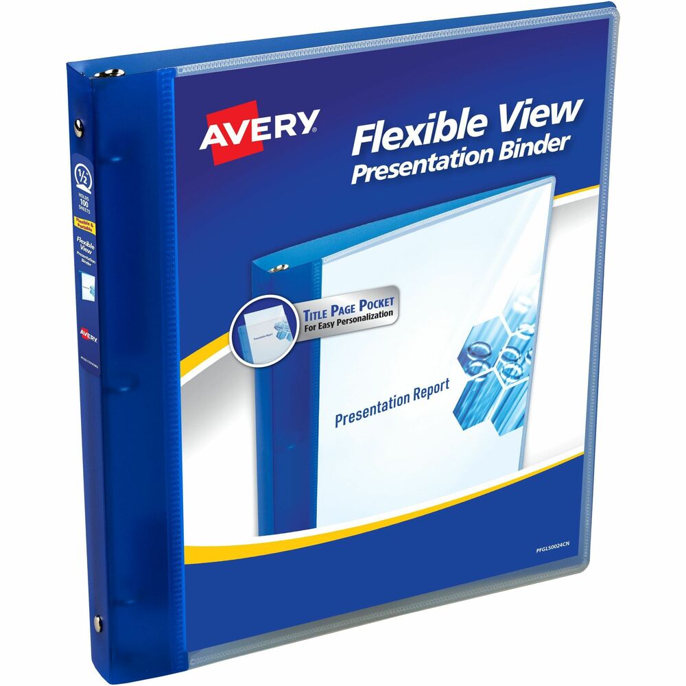 Avery® Flexi-View 3 Ring Binders - 1/2" Binder Capacity - Letter - 8 1/ ...