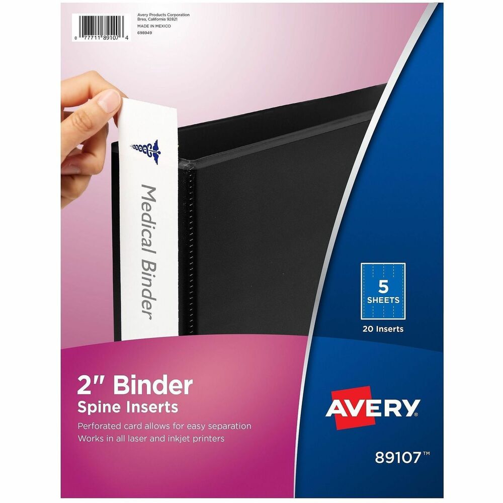 Avery® Binder Spine Inserts - For 2" Sheet - White - 20 / Pack