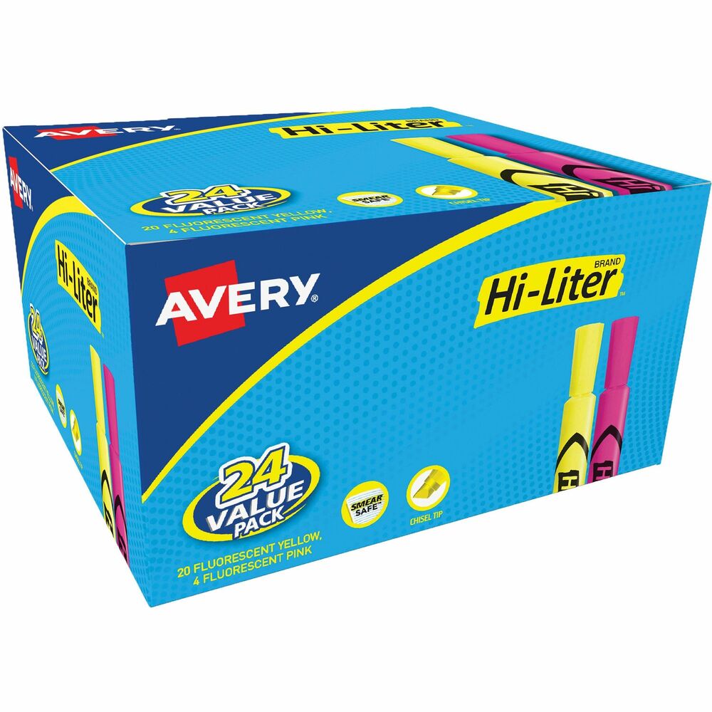 Avery® Hi-Liter Desk-Style Highlighters - Chisel Marker Point ...