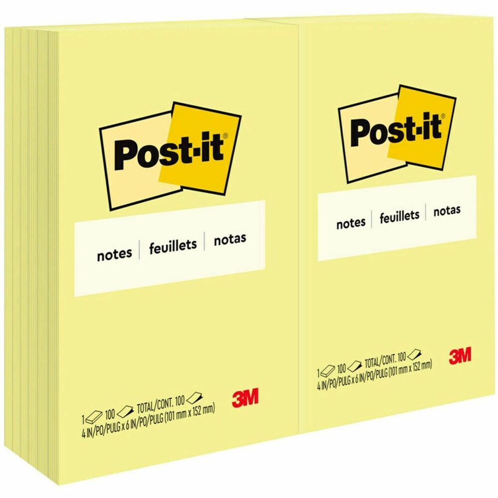 Post-it® Notes Original Notepads - 4" Flag/Note Width x 6" Flag/Note ...