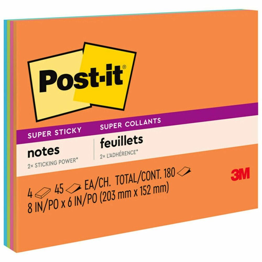 Post-it® Super Sticky Notes - Energy Boost Color Collection - 180 - 6 ...