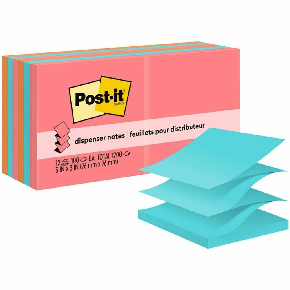 Post-it® Dispenser Notes - 1200 - 3" Flag/Note Width x 3" Flag/Note ...
