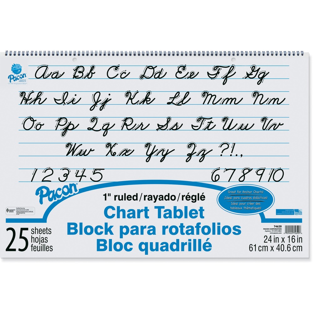 Pacon Ruled Chart Tablet - 25 Sheets - Spiral Bound - Ruled Front ...