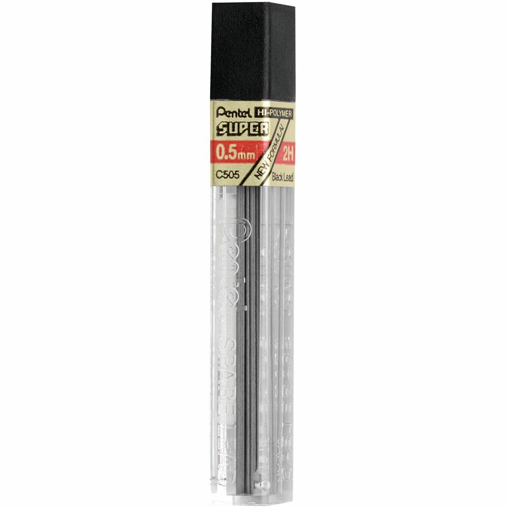 Pentel Super Hi-Polymer Leads - 0.5 mm , Fine Point - 2H - Black Lead ...