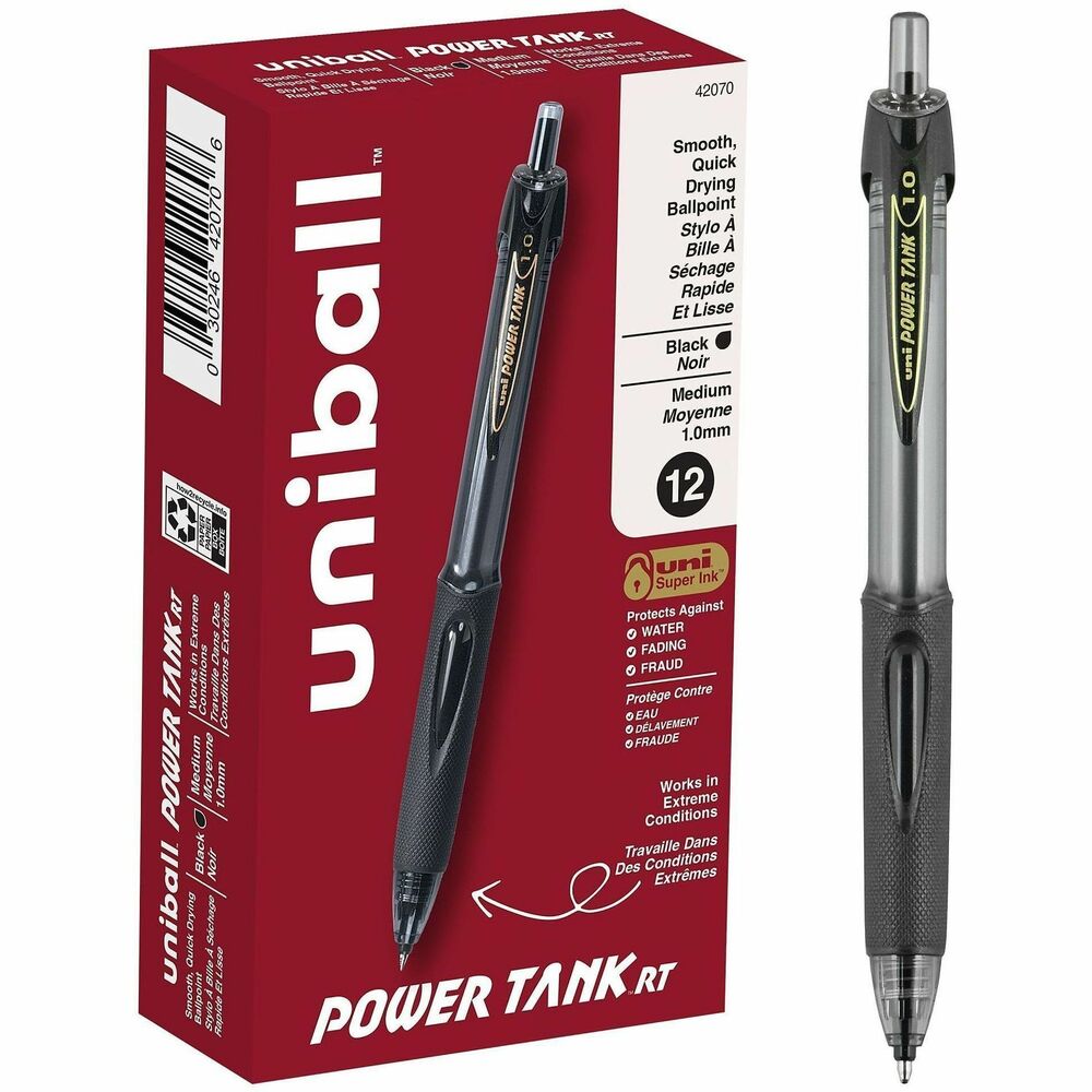 uniball™ Power Tank Retractable Ballpoint Pens - 1 mm Medium Pen Point ...