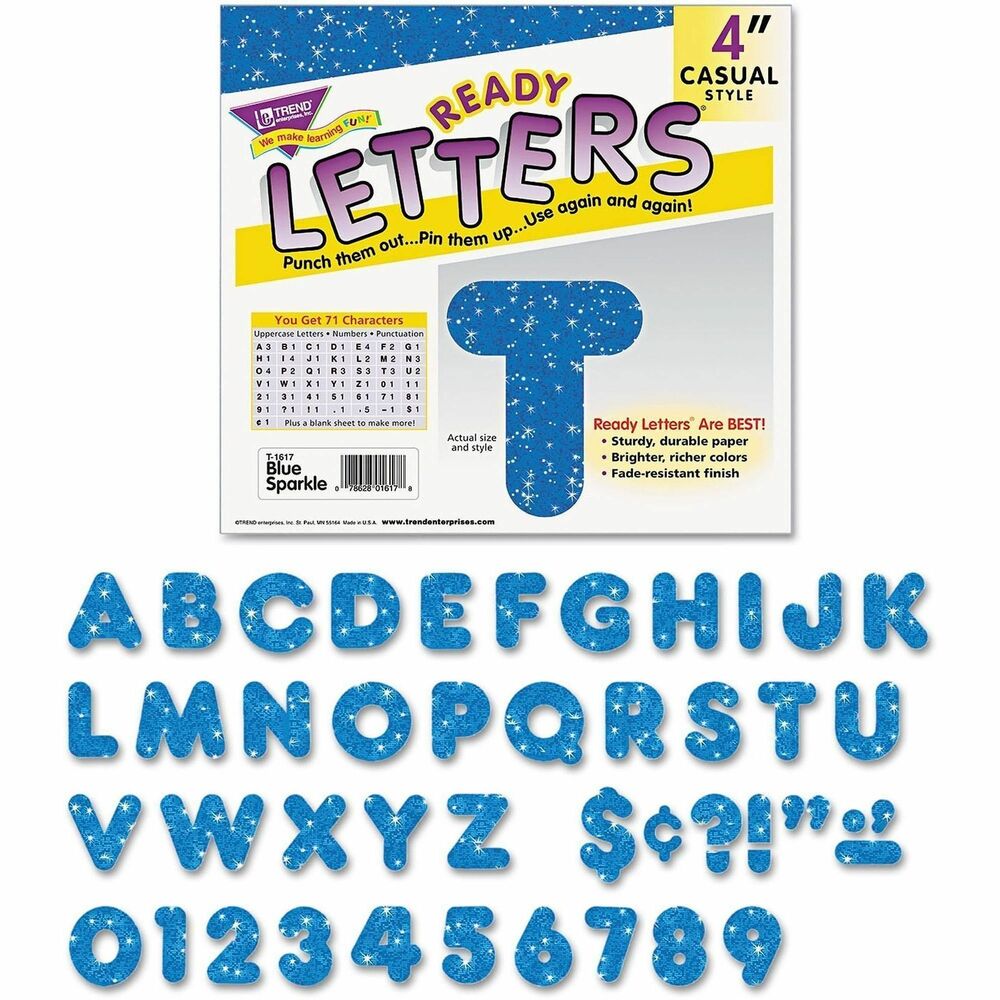 Trend 4" Sparkle Uppercase Ready Letters Set - 50 x Capital Letter, 10 ...