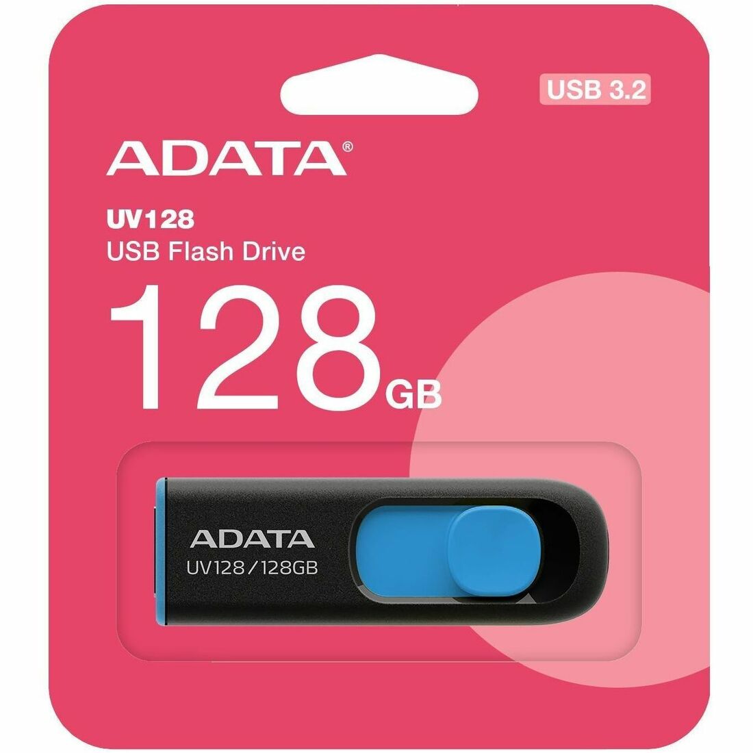 Adata UV128, 128GB, USB 3.0, Black/Blue (AUV128-128G-RBE) | Ascent NZ