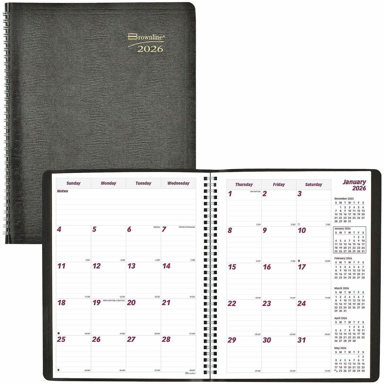 Brownline® Essential Monthly Diary 14 Month Twin Wire 11x8-1/2" English ...
