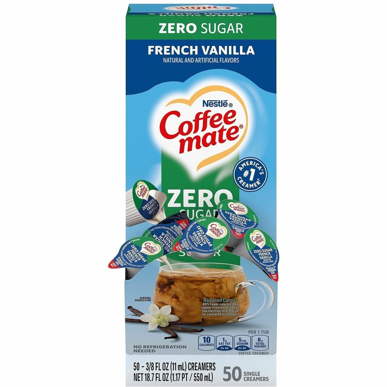 Coffee mate Zero-Sugar French Vanilla Nondairy Liquid Creamer Singles ...