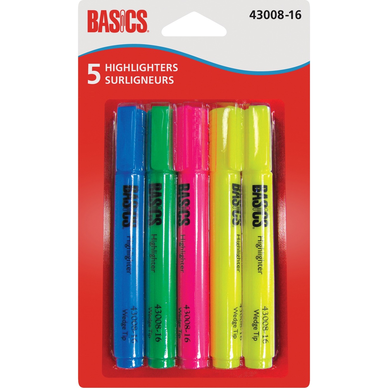 Basics® Highlighters Assorted Colours 5/pkg | Corbett Office Plus