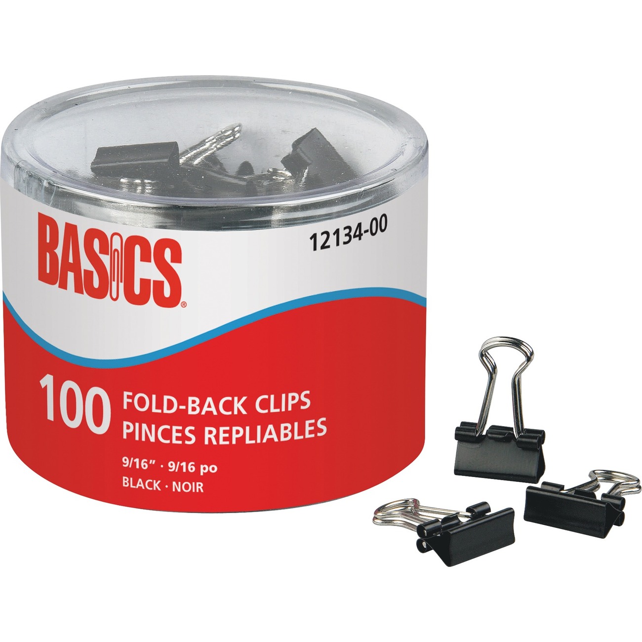 Basics® Fold-Back Clips 9/16" 100/tub | Querney's Office Plus