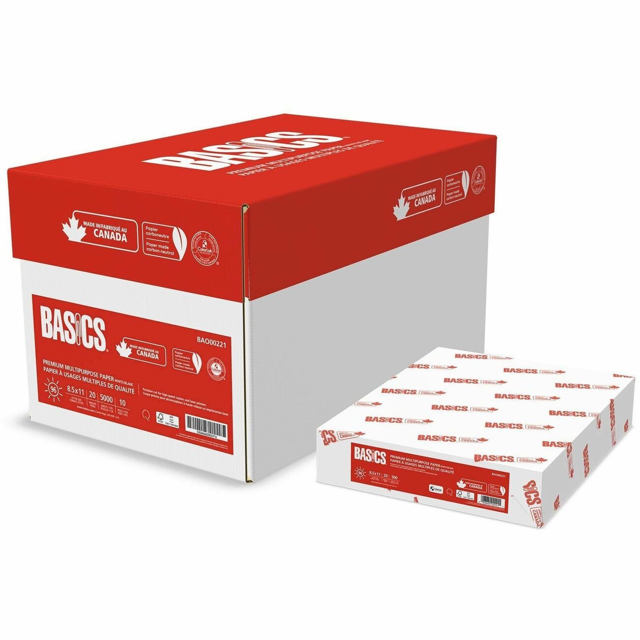 Basics® Premium Multipurpose Paper 96B 20lbs Letter 500 sheets per ...