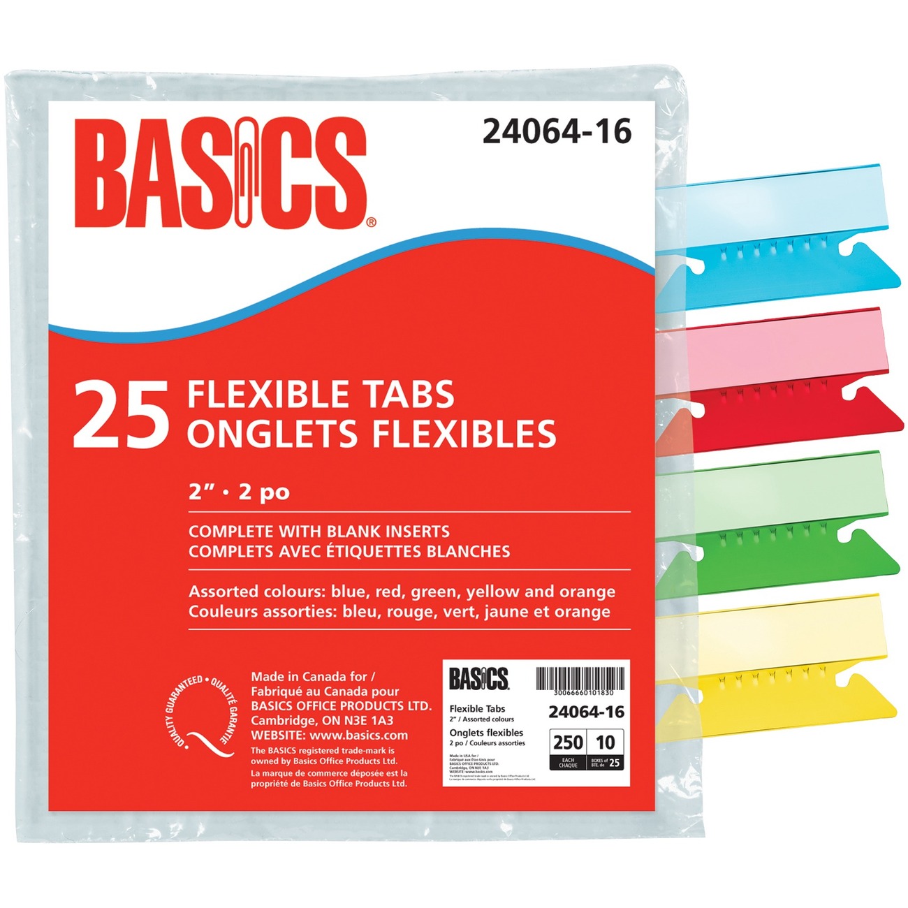 Basics® Flexible Tabs 2" Assorted Colours 25/pkg | Querney's Office Plus