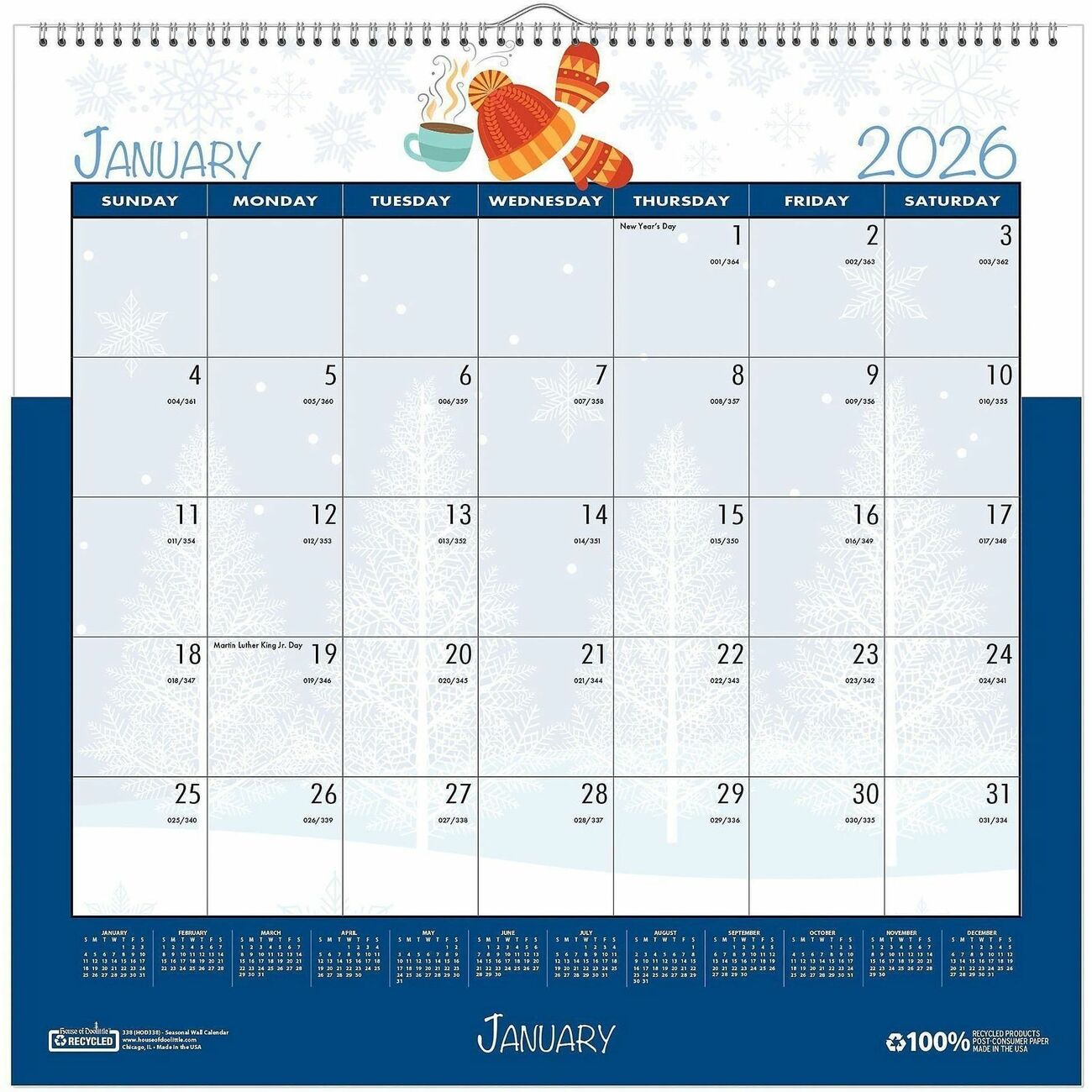 House of Doolittle Monthly Wall Calendar Seasonal Holiday Depictions 12 ...