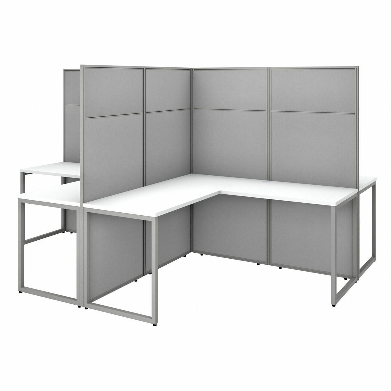 Bush Business Furniture Easy Office 60W 4 Person L Shaped Cubicle Desk ...