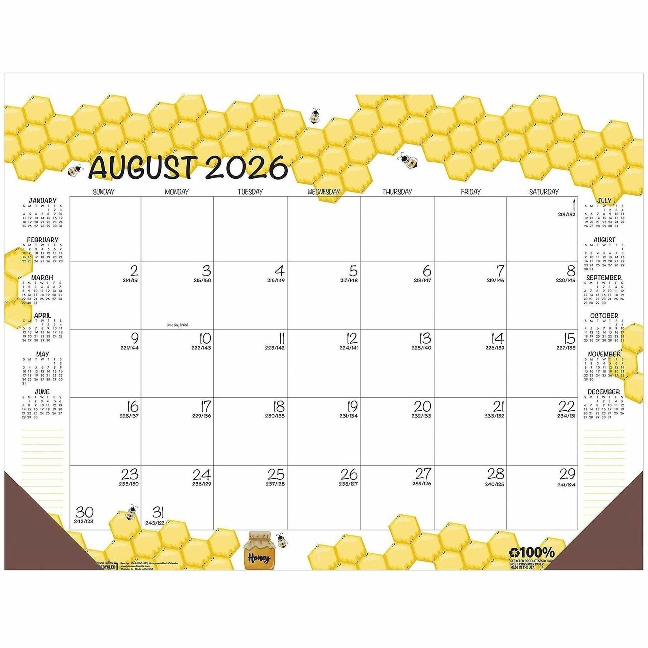 House of Doolittle Recycled Monthly Desk Pad Academic Calendar ...
