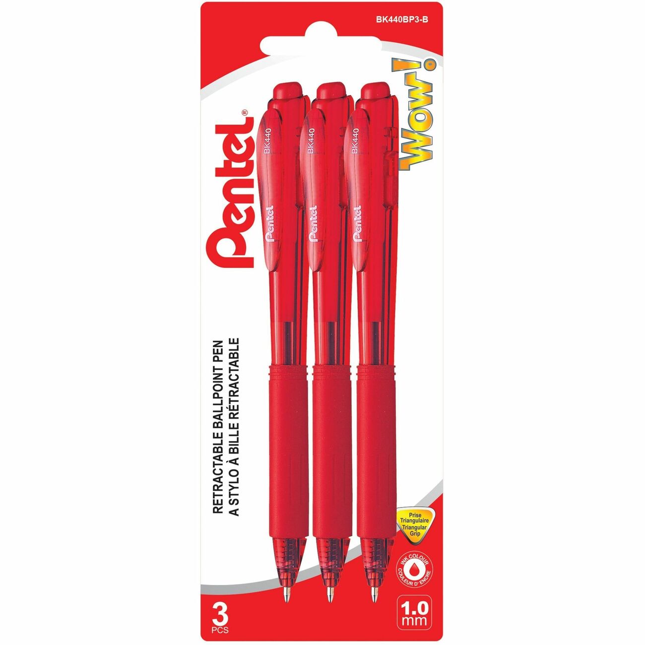 Pentel Wow! Retractable Ballpoint Pen, 1.0mm Bold Point, Red Ink ...