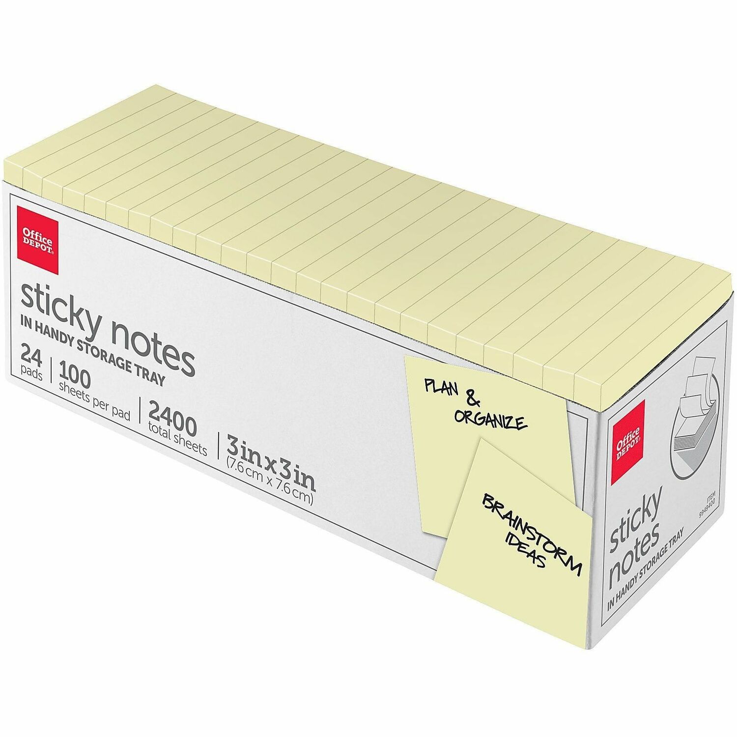 Office Depot® Brand Sticky Notes, With Storage Tray, 3" x 3" , Yellow ...