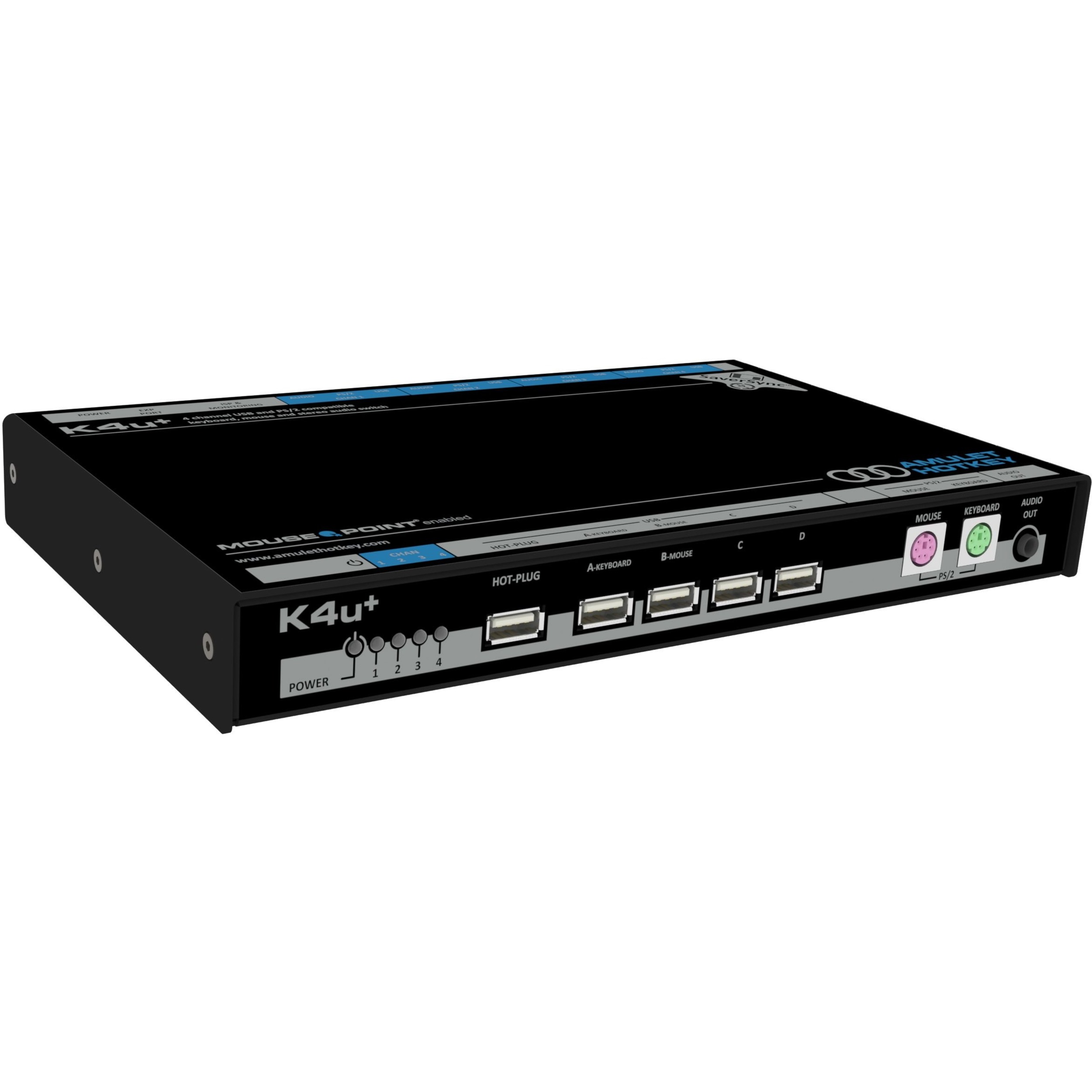 Amulet Hotkey K4u+ Four Channel KM Switch for Keyboard Mouse Audio Switching/Sharing - CareTek ...