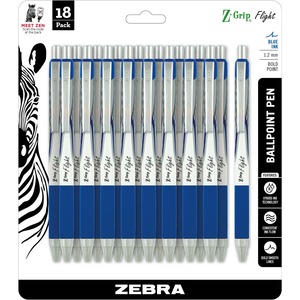 Zebra Pen Z-Grip Flight Retractable Ballpoint 1.2mm Blue 18pk