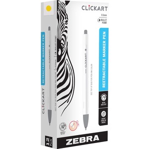 Zebra Pen ClickArt Retractable Marker Pen 0.6mm Yellow Dozen