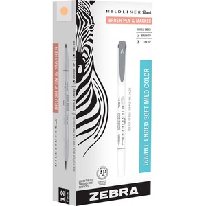 Zebra Pen Mildliner Double Ended Brush Pen Orange Dozen