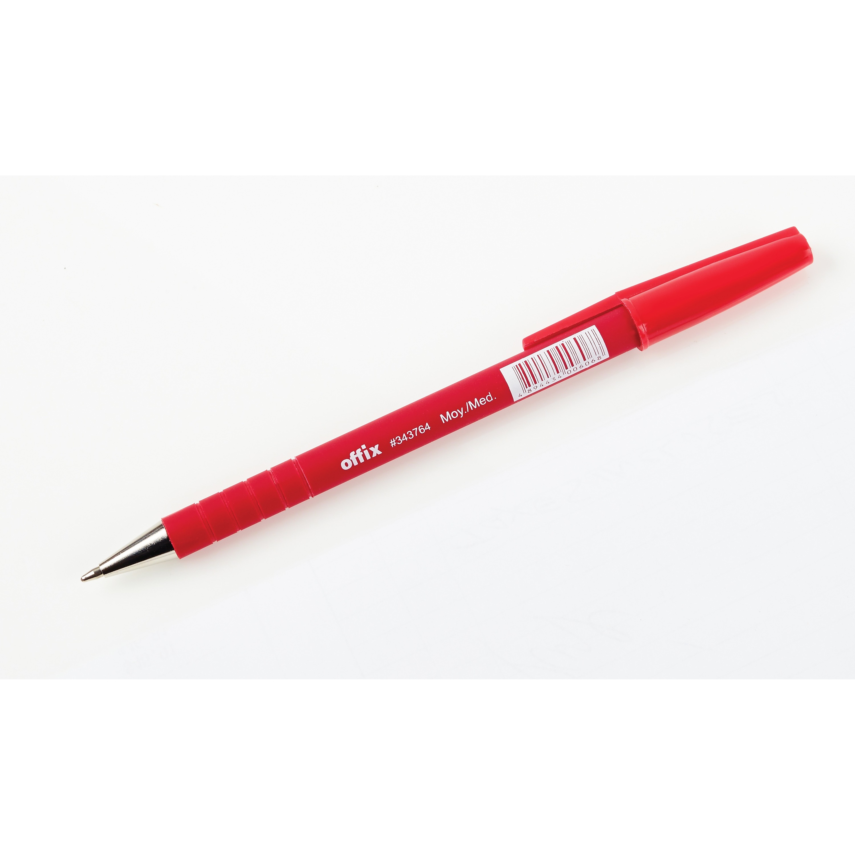 Offix Ballpoint Pen - Medium Pen Point - Red - Rubberized Barrel - 1 ...