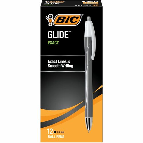 BIC GLIDE Exact Ballpoint Pen, Retractable, Fine 0.7 mm, Black Ink ...