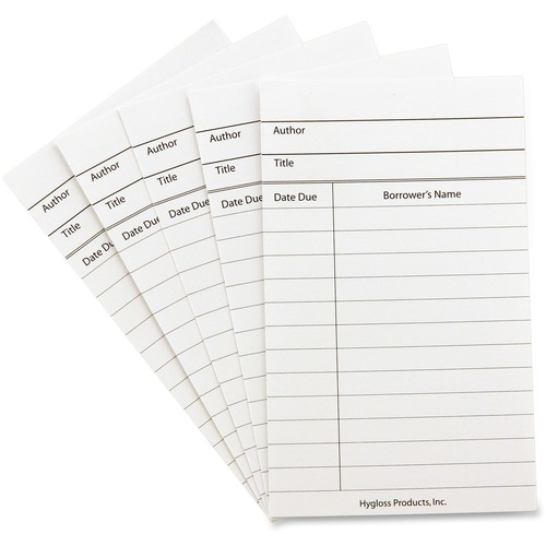 Hygloss White Library Cards 3 X 5 Sheet Size White Sheet s 