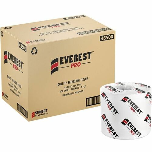 Everest Pro Bathroom Tissue - 2 Ply - 500 Sheets/Roll - Paper - 48 ...