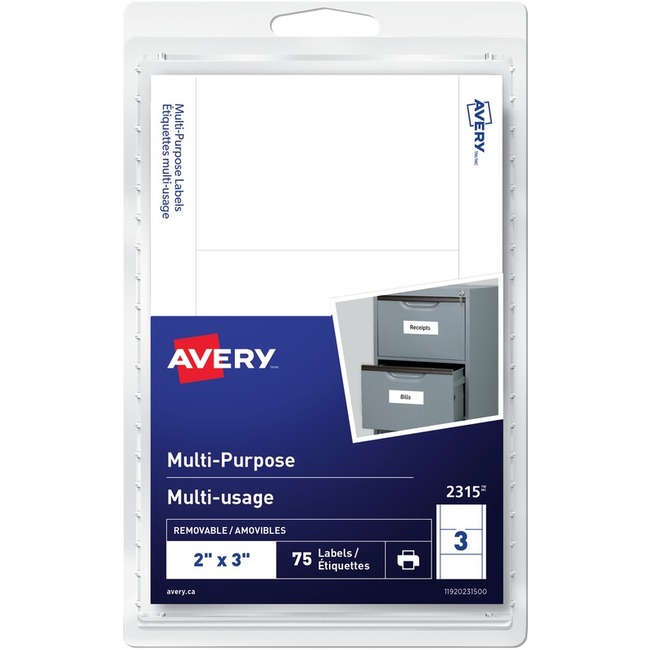 Avery® Multi-Purpose Removable Labelsfor Laser and Inkjet Printers, 2 ...