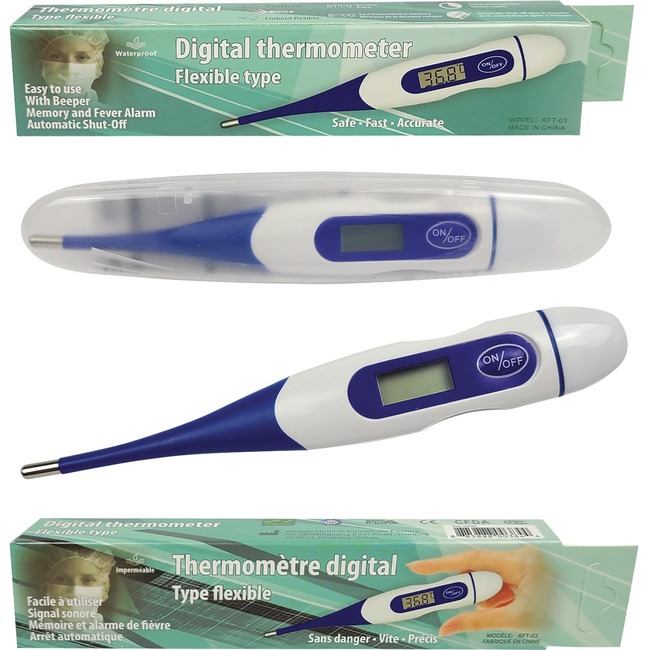 First Aid Central Digital Thermometer - Flexible Tip, Last Temperature ...