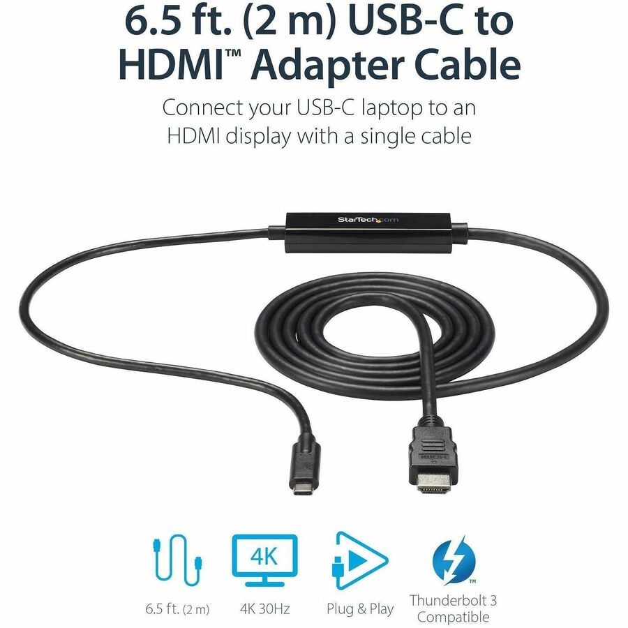 StarTech.com 3ft USB-C to HDMI Cable - USB Type-C to HDMI Adapter Cable ...