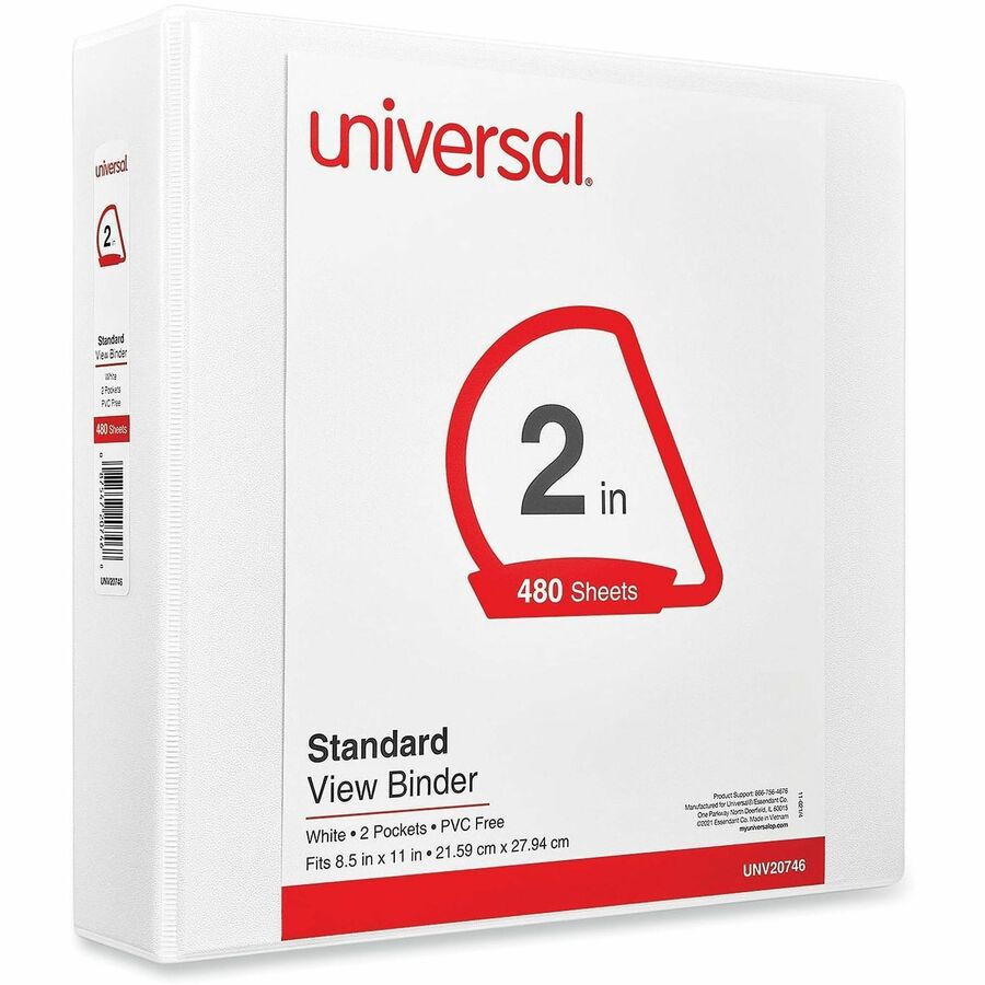 Universal Slant-Ring View Binder, 3 Rings, 2" Capacity, 11 x 8.5, White ...