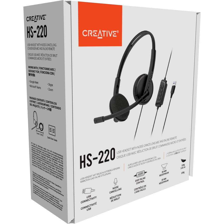 Creative HS-220 USB Headset with Noise-Cancelling Mic and Inline Remote ...